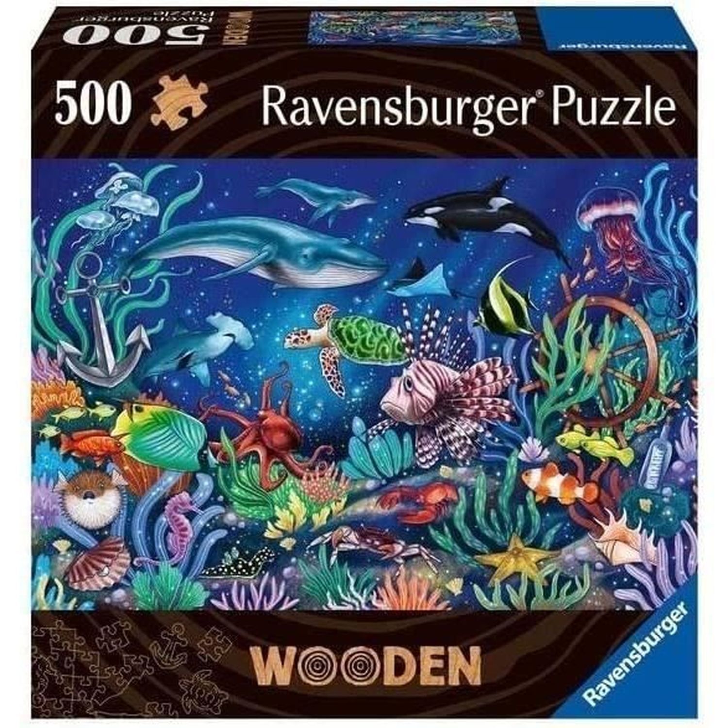 Wooden Puzzle Colorful Sea World 500 Sturdy and Natural