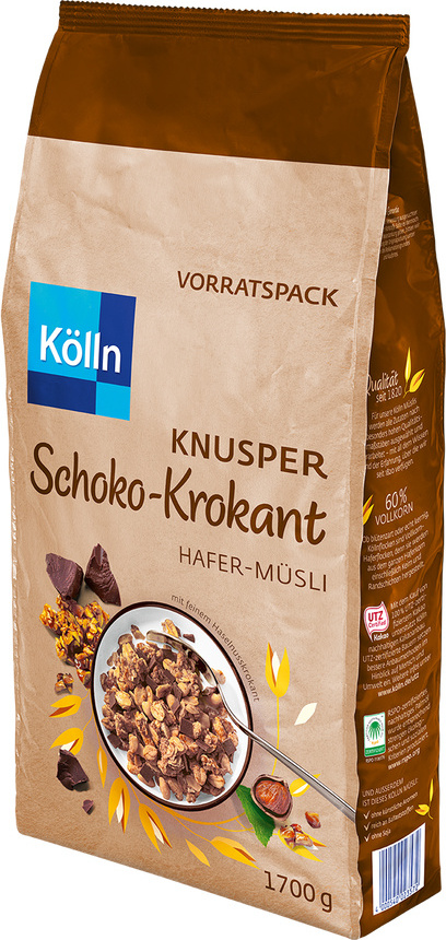Kölln Müsli croustillant chocolat-croquant, 1700g Mueslis