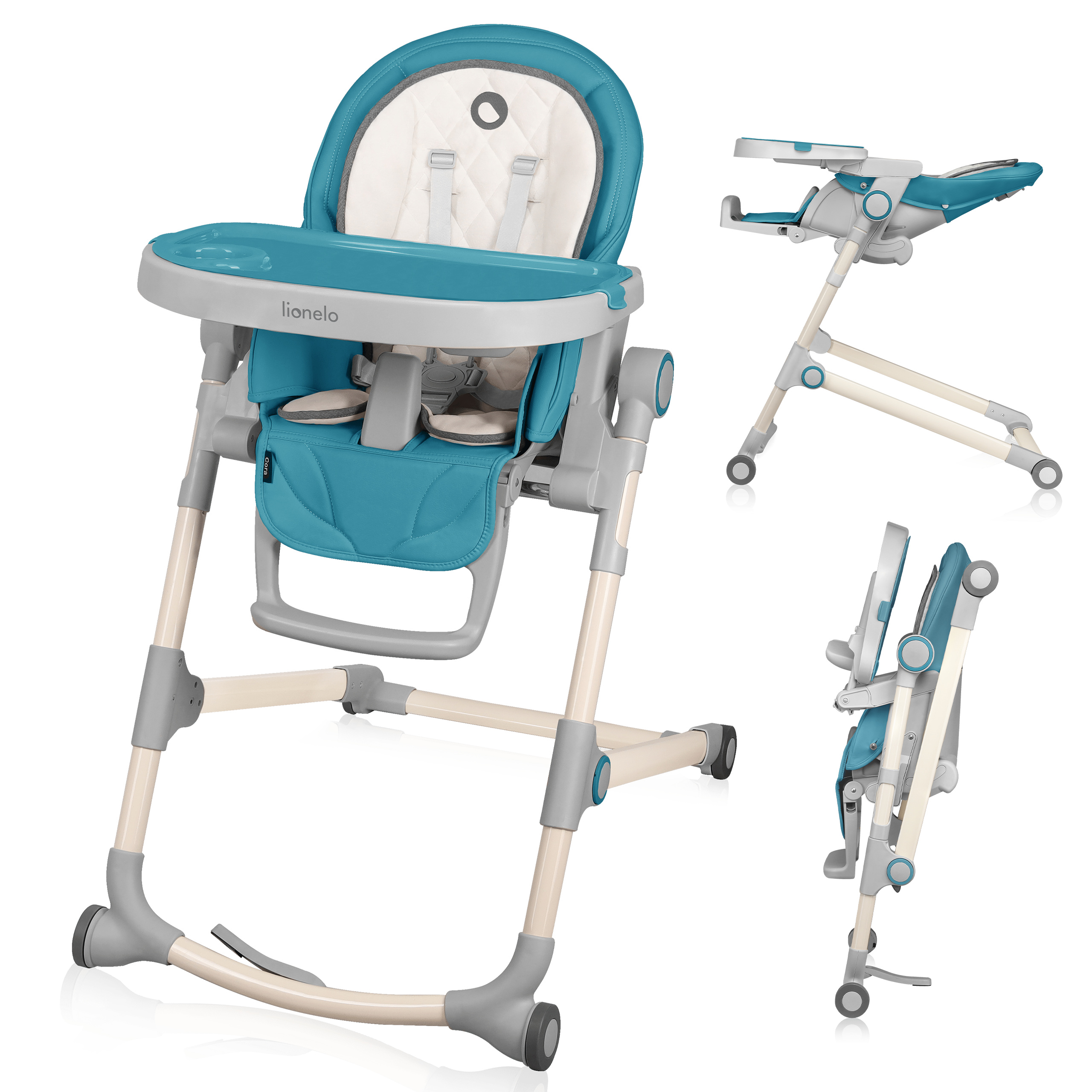 Lionelo Cora chaise haute bébé jusqu'à 15 kg réglable en