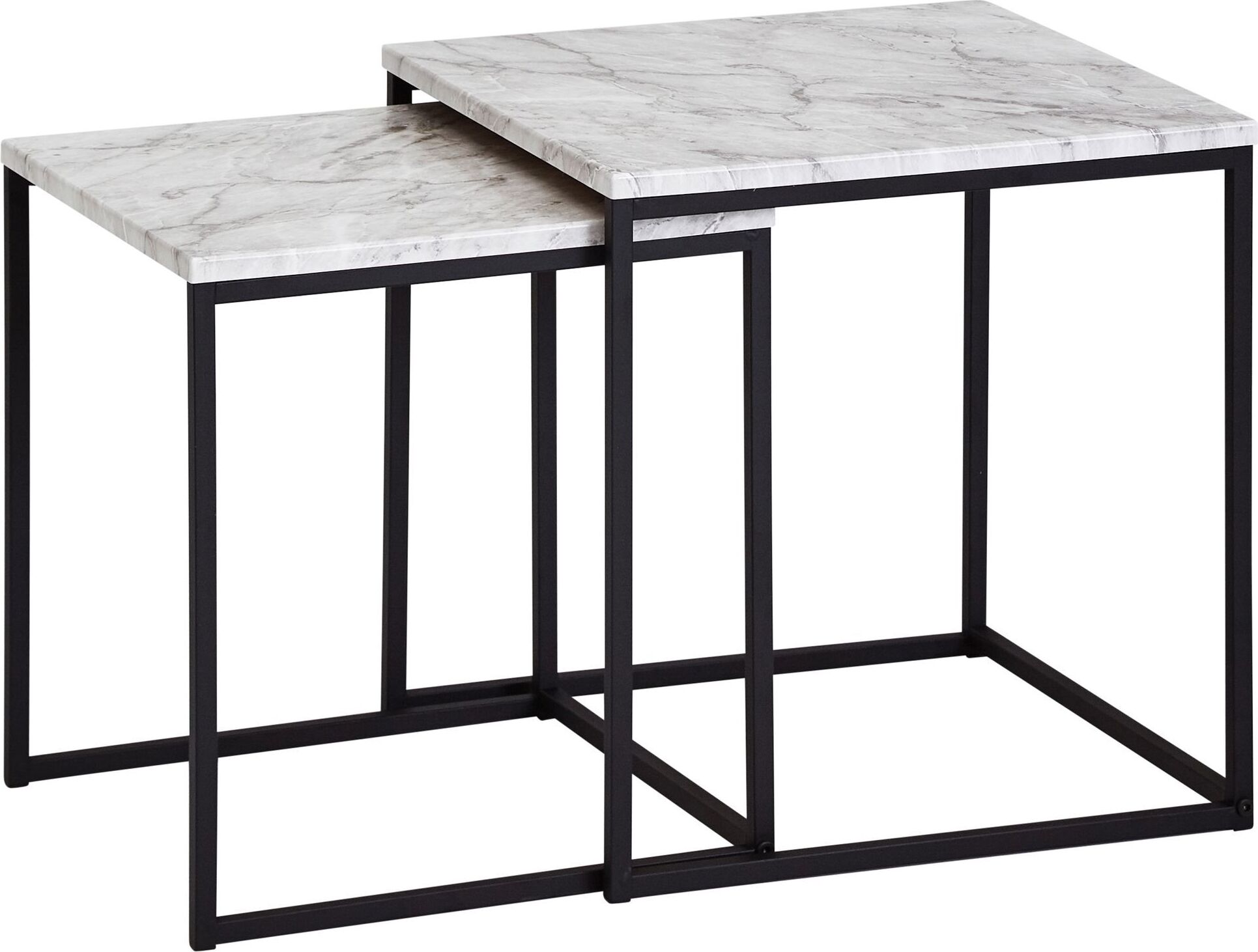 WOHNLING Table d'appoint design (set de 2) aspect marbre
