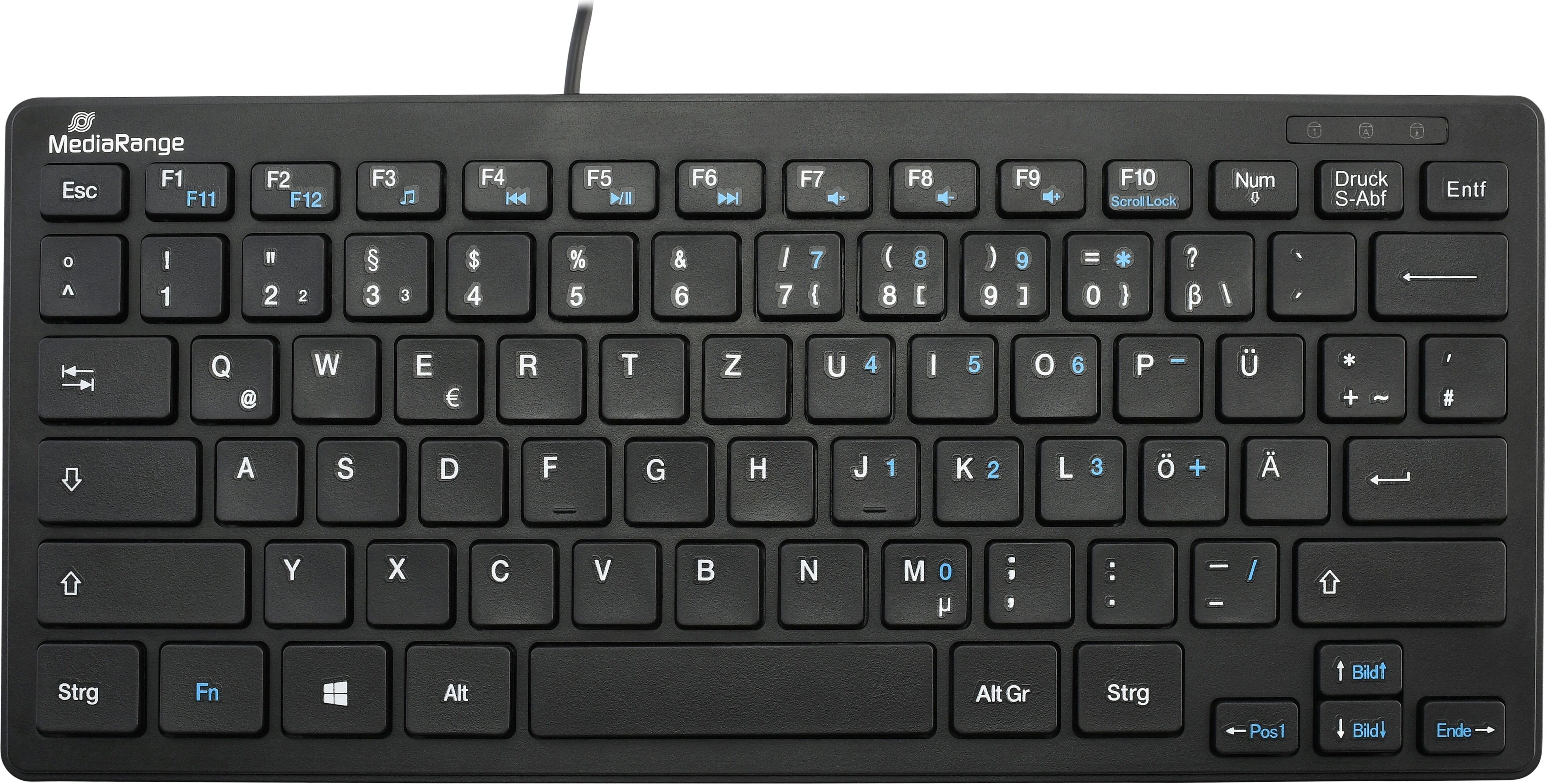 MediaRange Clavier USB 2.0 compact plat 78 touches noir