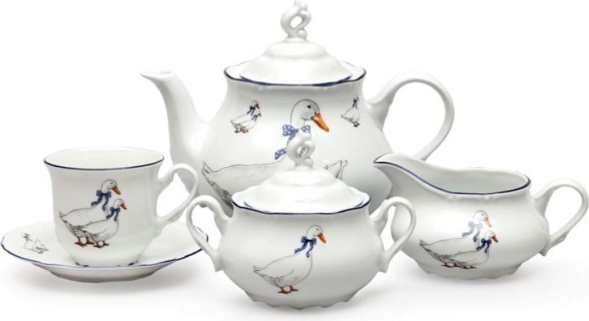Thun 1794 Service à thé, oies, porcelaine, Constance, Thun,