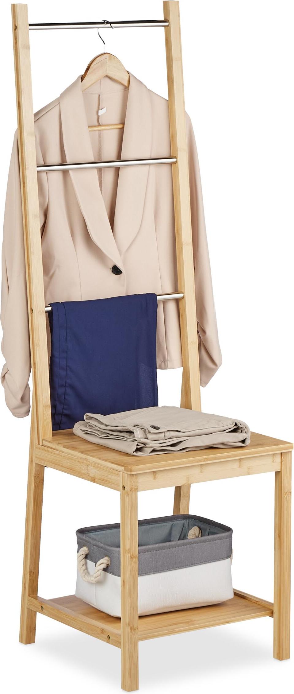 relaxdays Valet de nuit chaise bambou & inox Valets de nuit