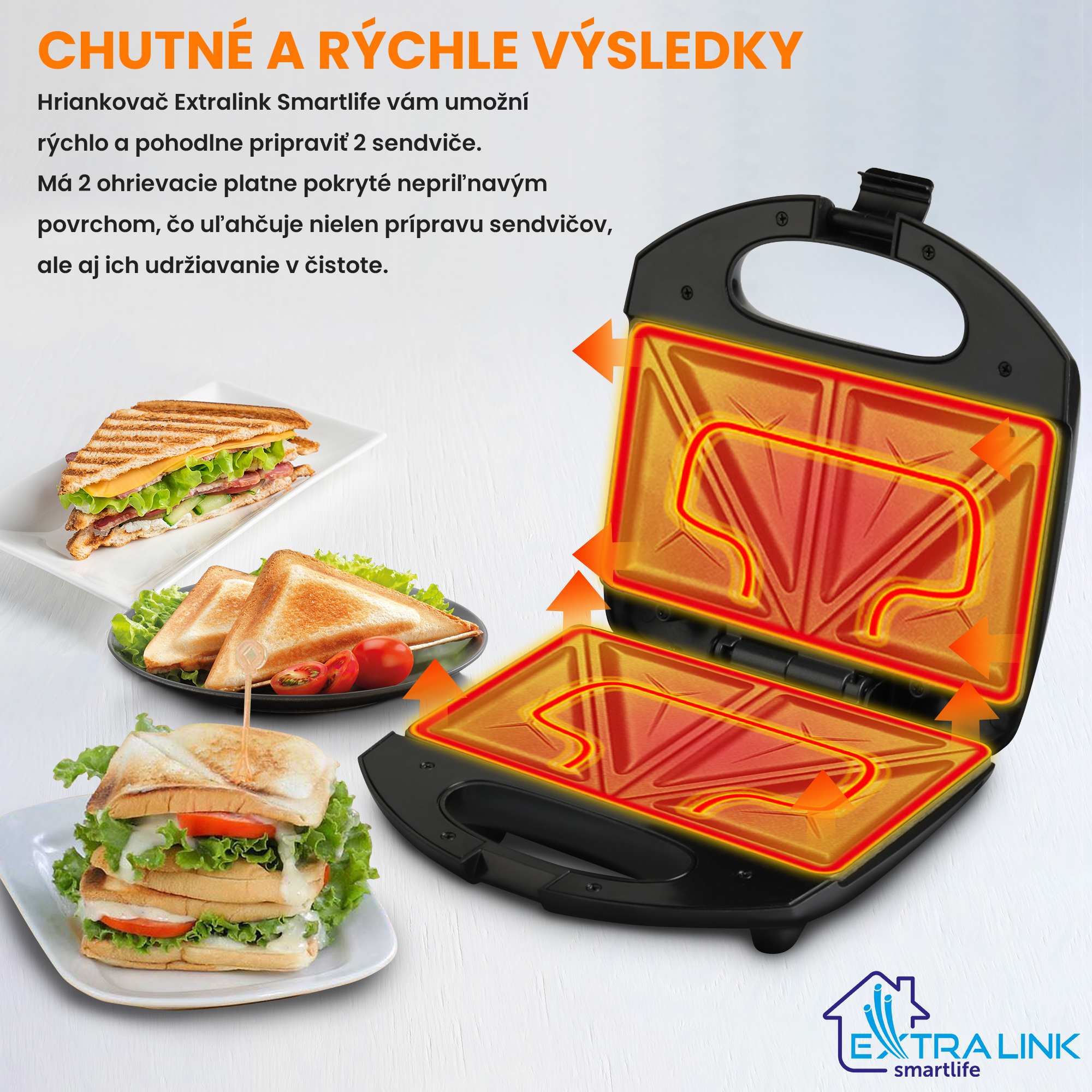 Extralink, Smart Life, Sendvičovač SJ-22, Hriankovač, 750W