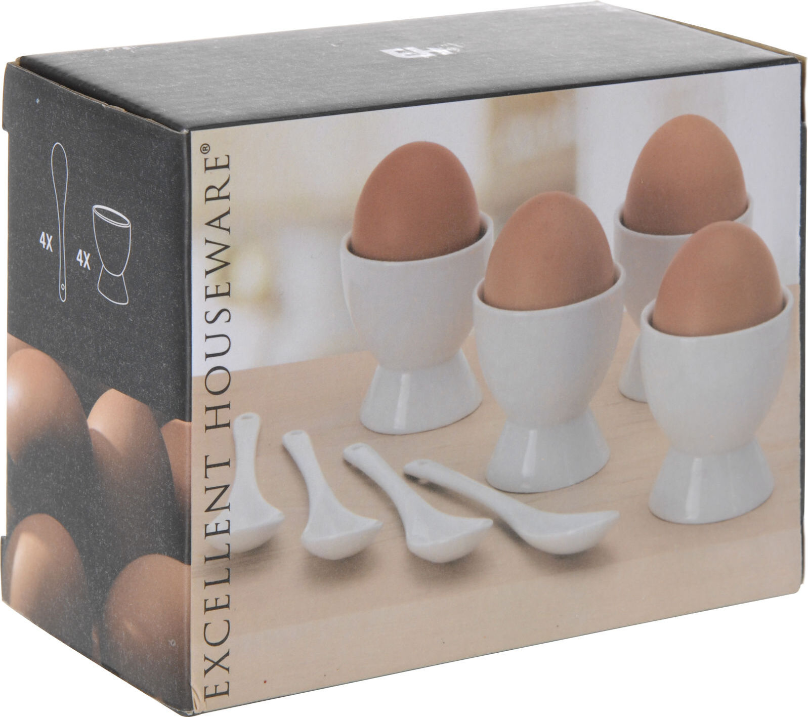 8-tlg. Set Eierhalter für 4 Eier & 4 Löffel Eierbecher