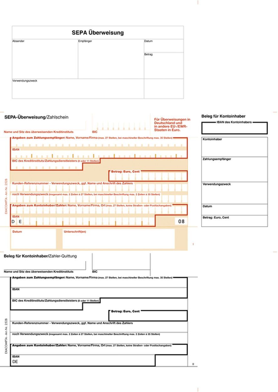 Exacompta SEPA formulár bankového prevodu DIN A4 100 kusov