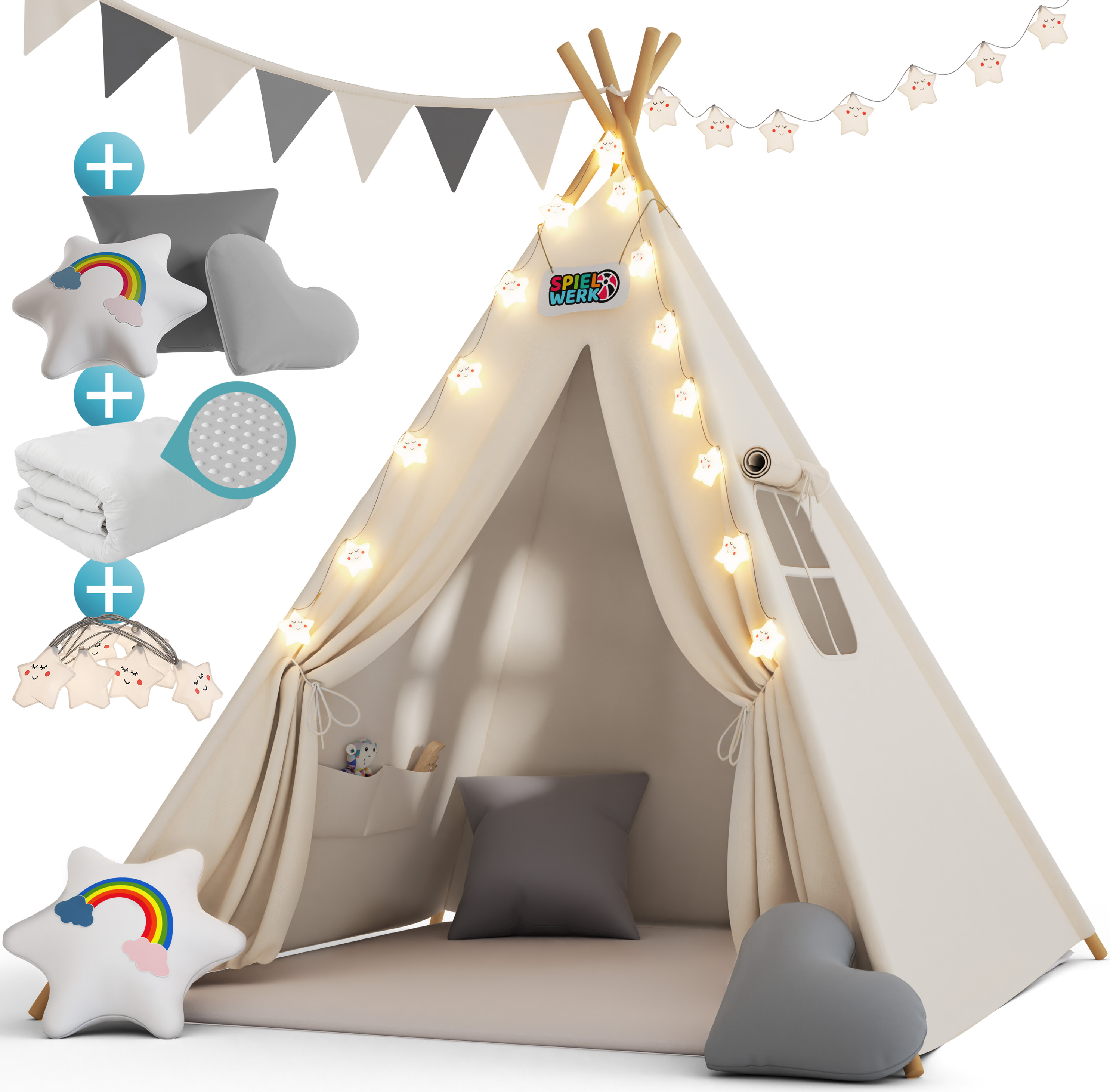 Spielwerk® Tipi stan Dětský stan Hravý stan do interiéru