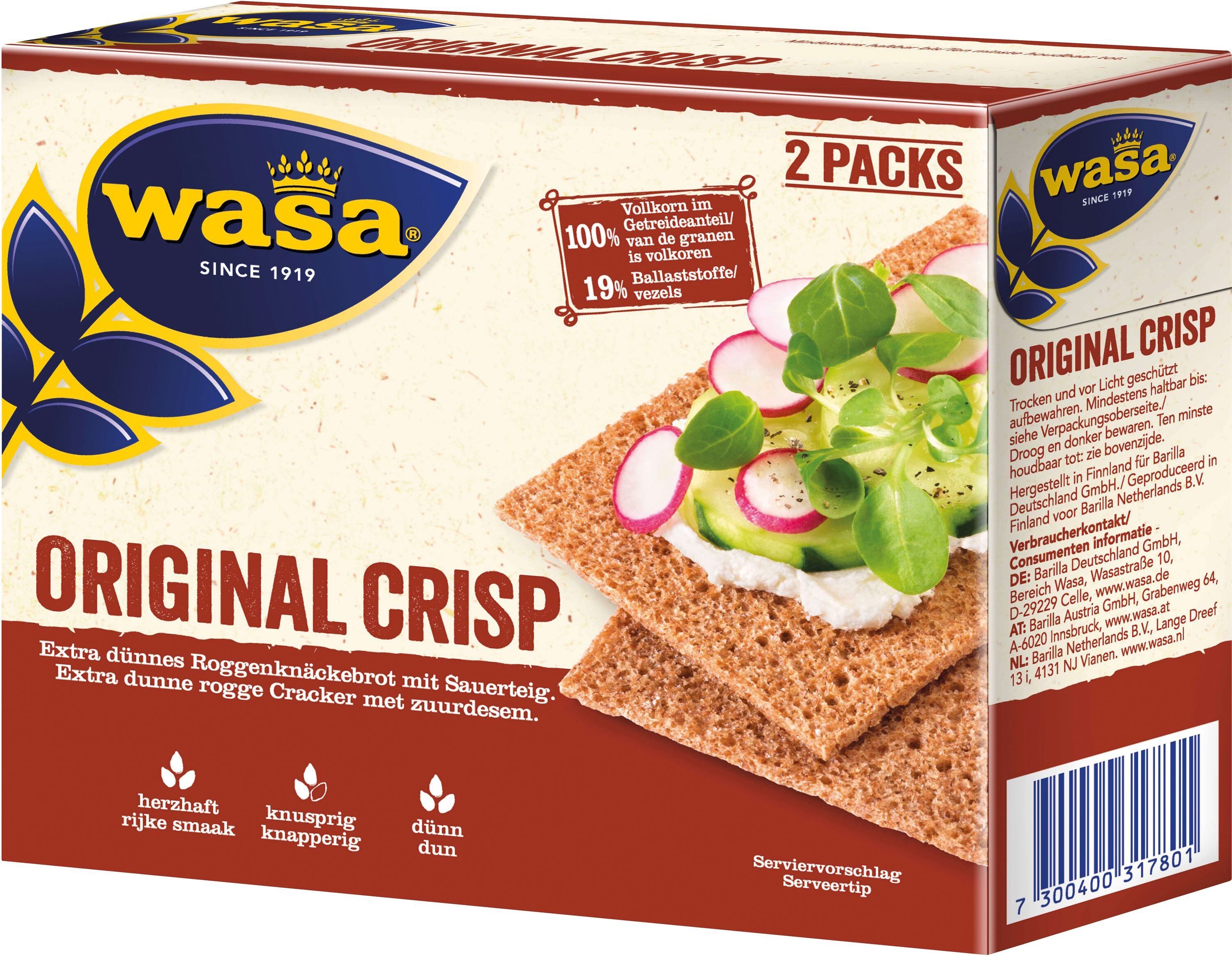 Wasa Crisp Original pane croccante di segale extra sottile