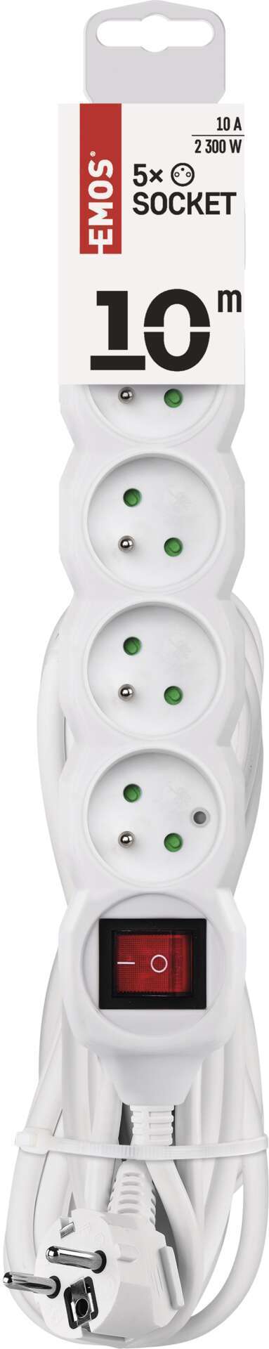 EMOS Câble de rallonge 10 m / 5 prises / avec interrupteur