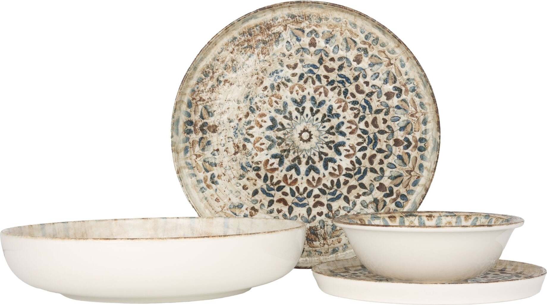Rinart Set de Vaisselle Aztec 24 Pièces Porcelaine