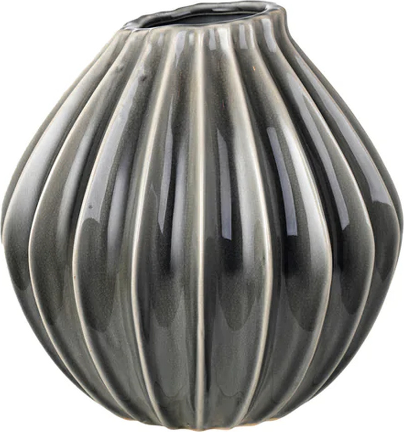 Broste Copenhagen Wazon szeroki ceramiczny ciemnoszary 25