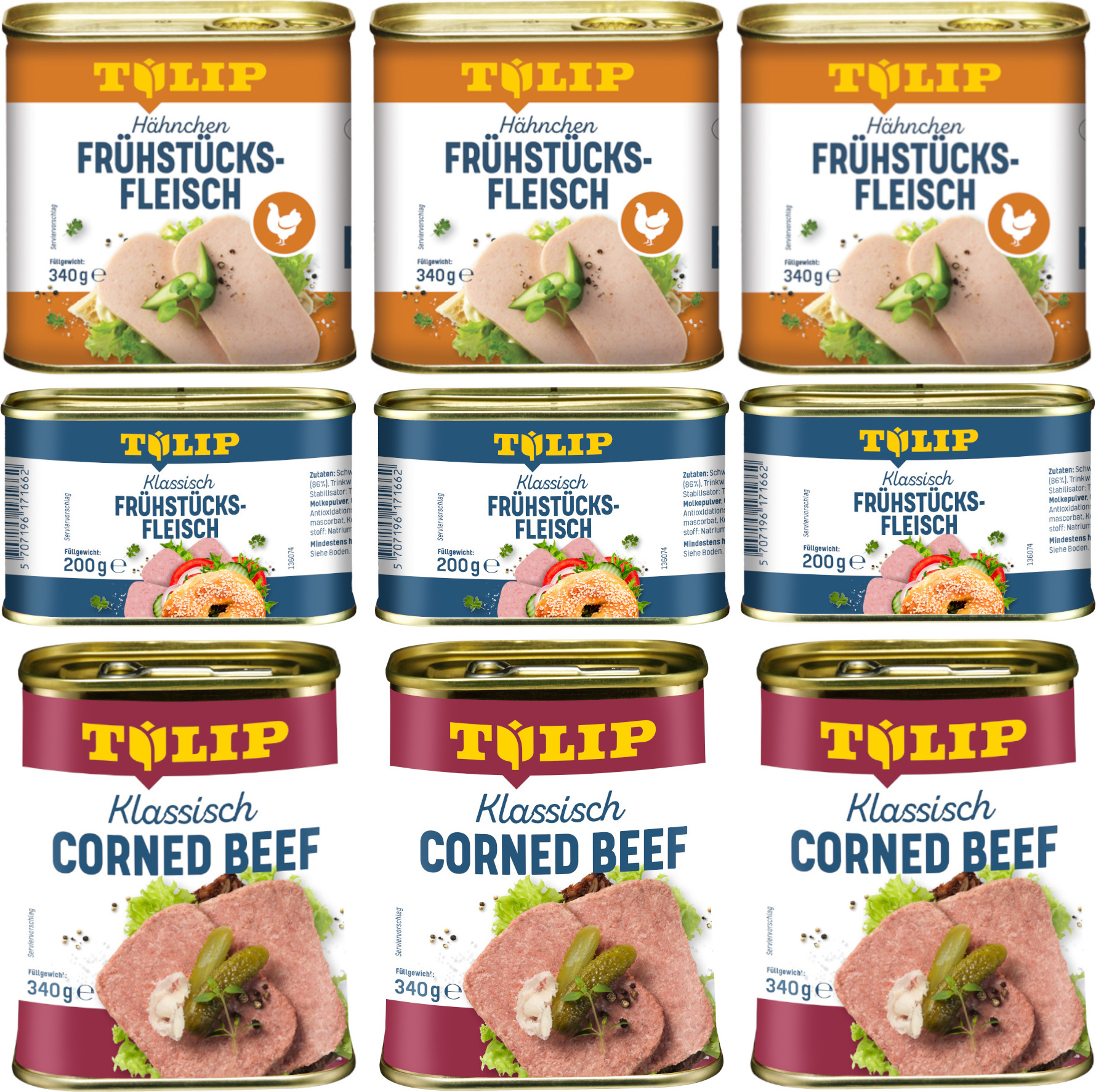 TULIP Bundle 3x 340g Corned Beef 340g Hähnchen 3x 200g