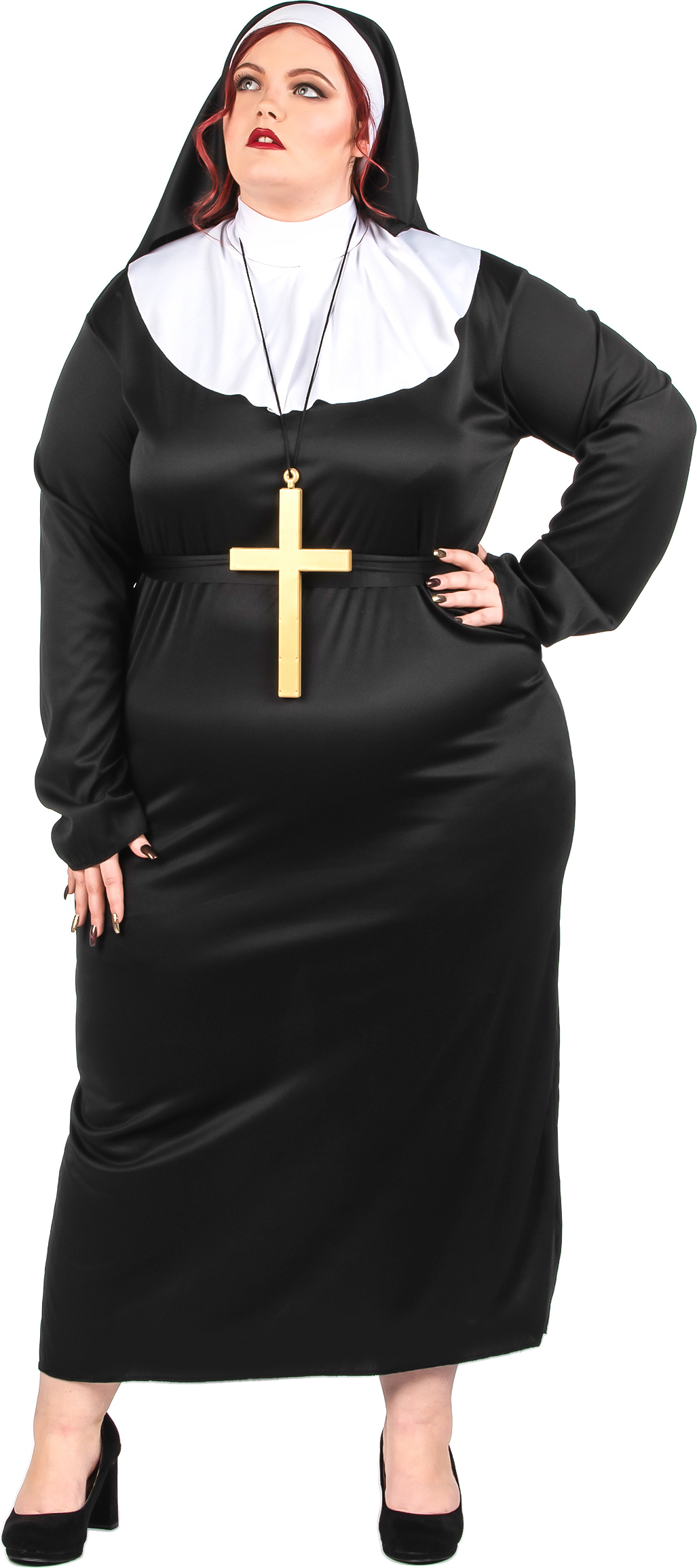 Costume da suora oversize per carnevale in bianco e nero