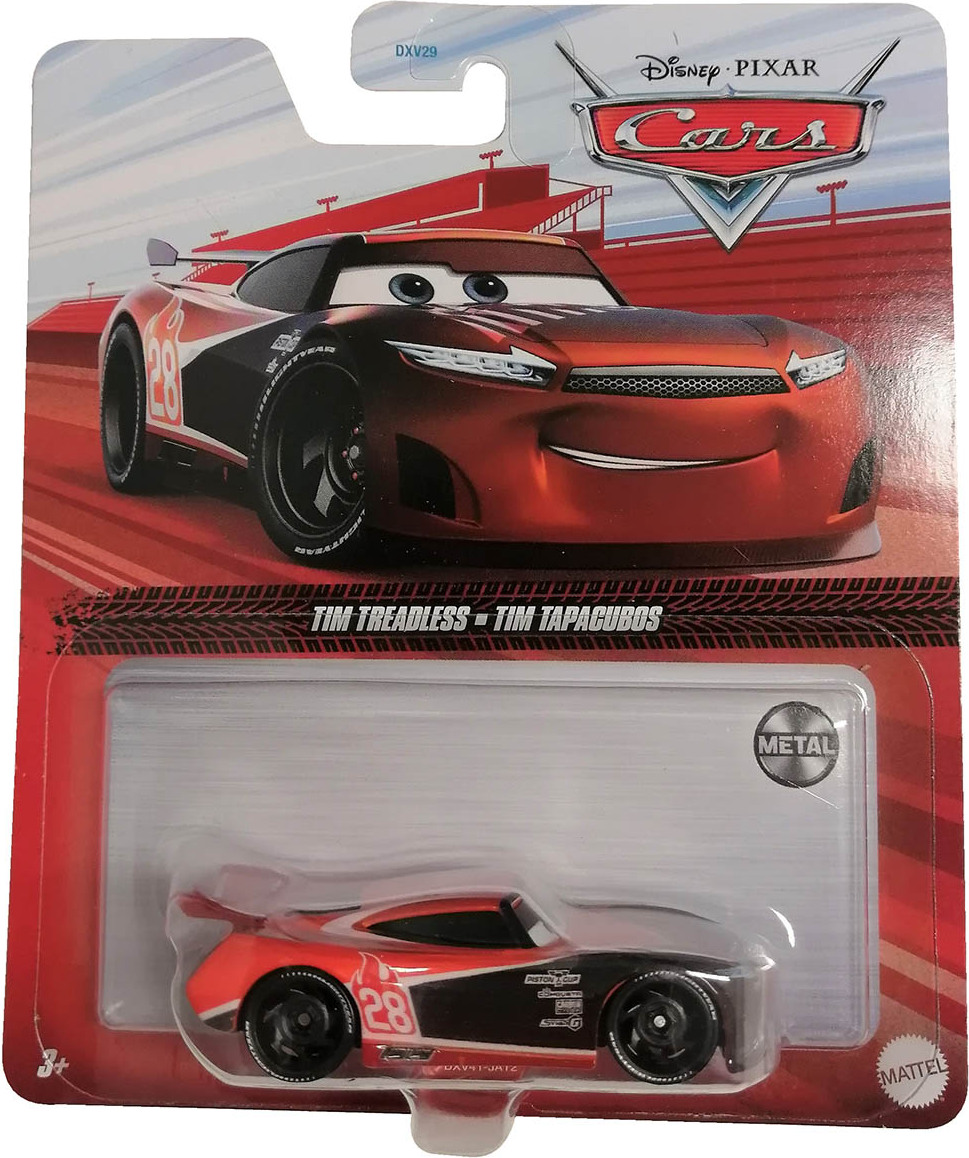 Mattel DXV41 Disney Pixar Cars 3 Tim Treadless Nero Rosso