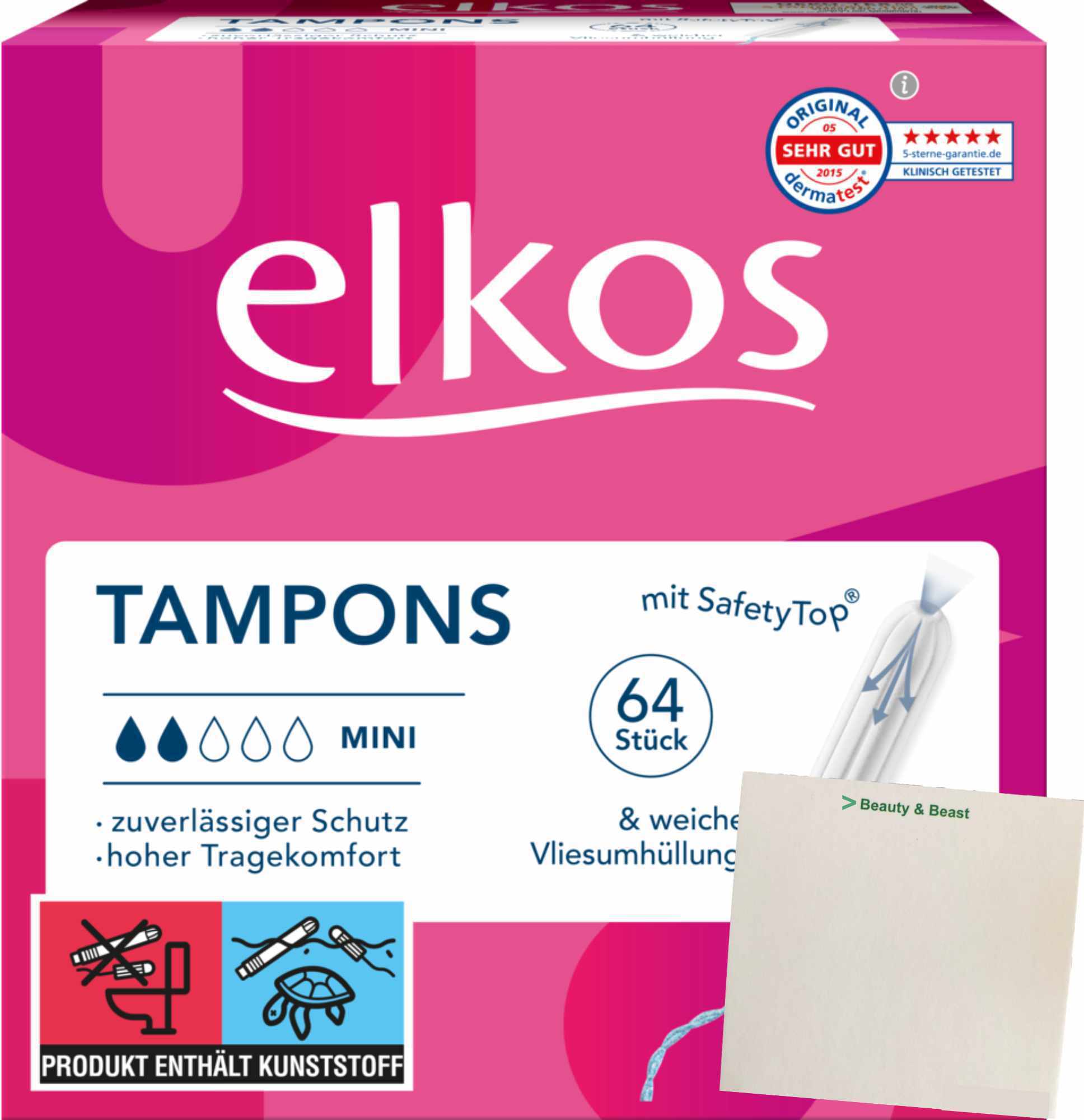elkos Tampons Mini (64 Stück Packung) + usy Block Tampons