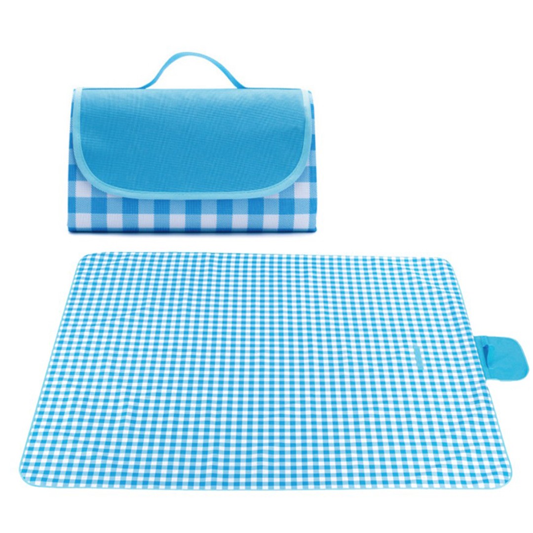 Strandmatte - blau-weiß karierte Tasche - Größe: 145x200cm