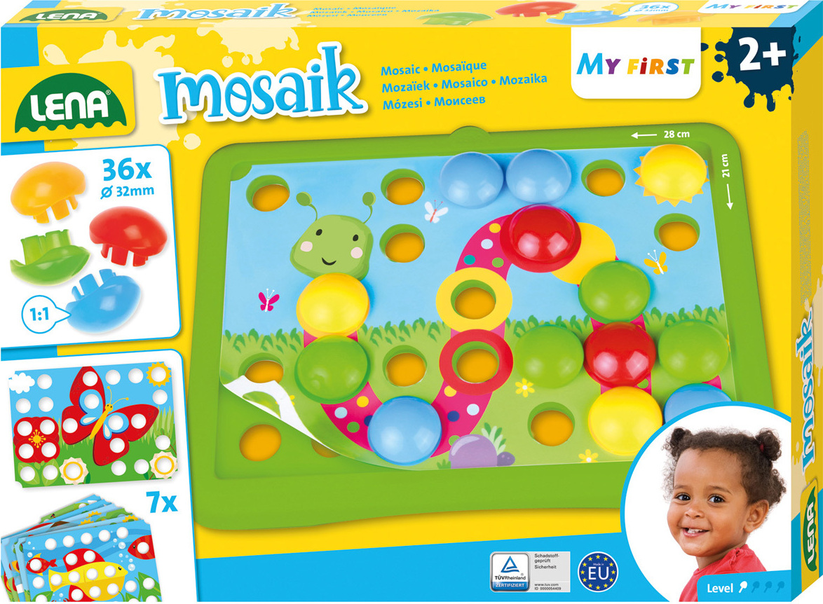 LENA Mein erstes Steck Mosaik Set Natur 36 Stecker mit