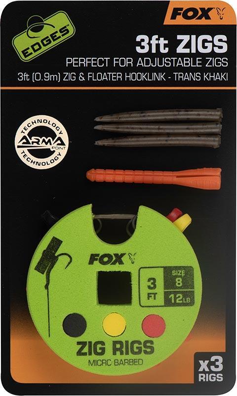 Fox Leader Zig Rigs 3 FT 0.9m 3 szt Hak 8 Waga 12 lb