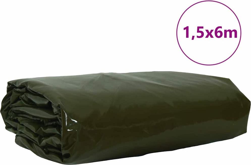 vidaXL Bâche 650g / m² vert olive 1,5 x 6 m Canvas avec