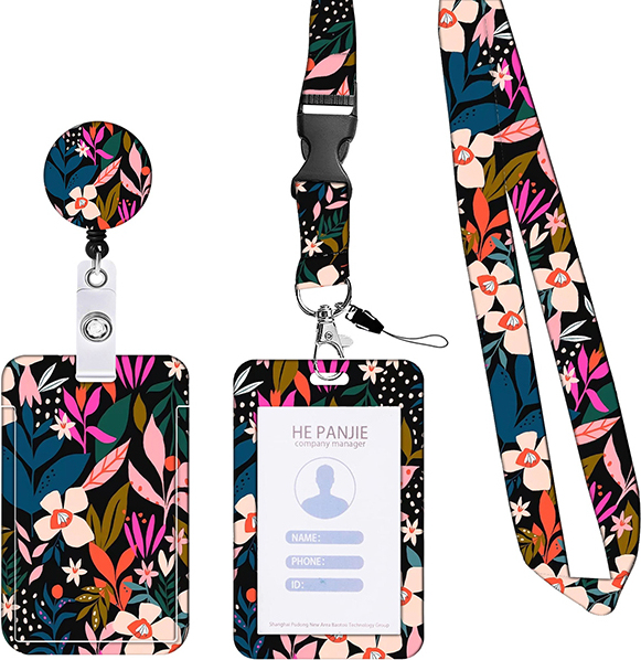 INF Etui na dowód osobisty ze wzorem kwiatowym i wysuwanym