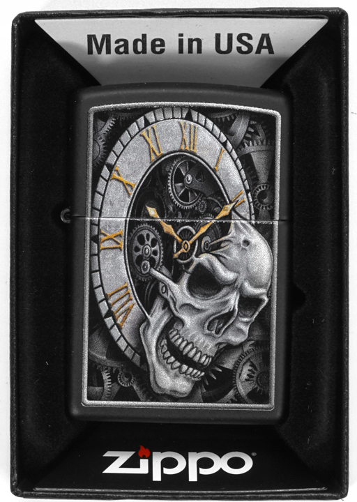 Zippo Totenkopf-Hodiny | 29854 | Černý Mat | Benzínový