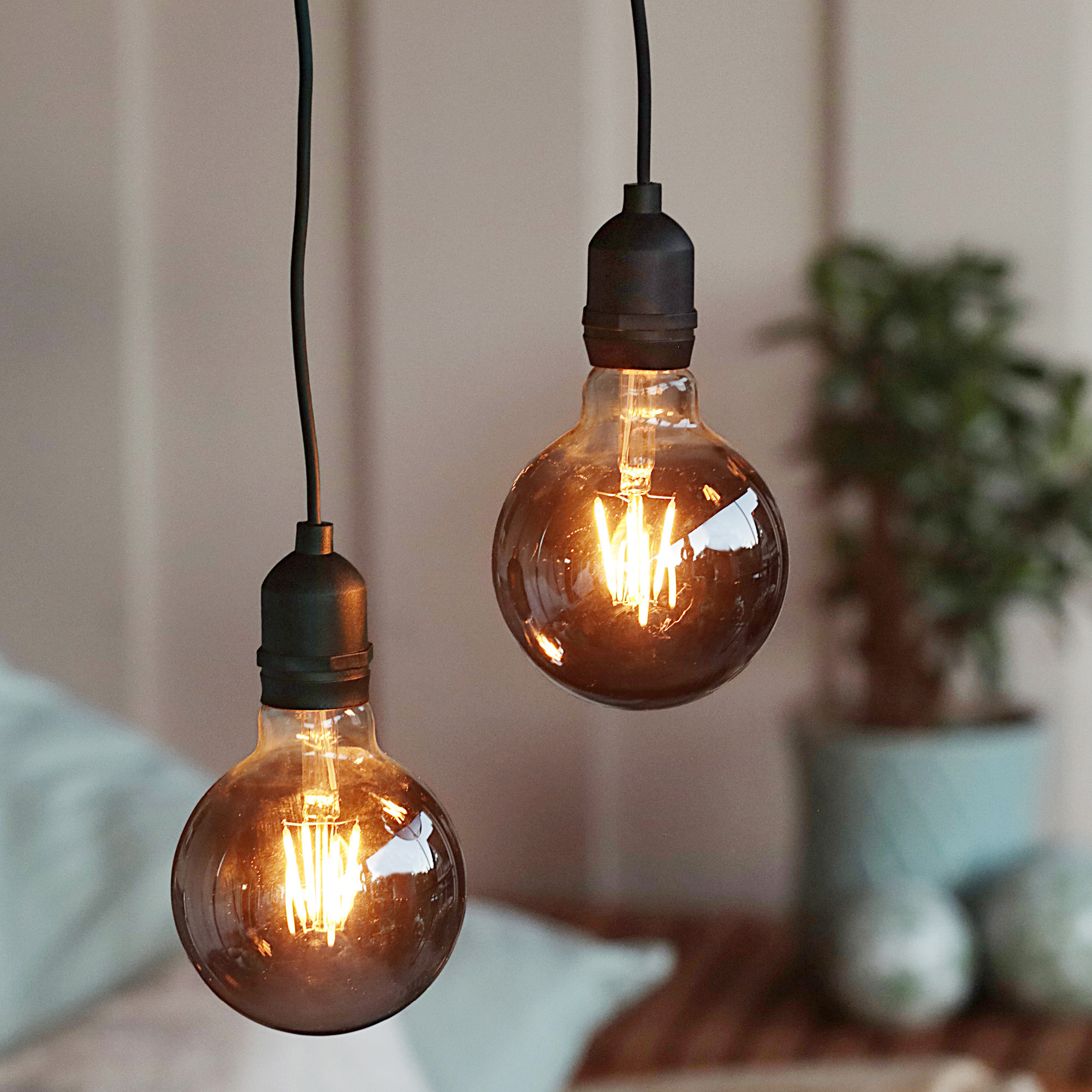 2er Set Hängelampe außen Batterie + Fernbedienung, G95, 9,5