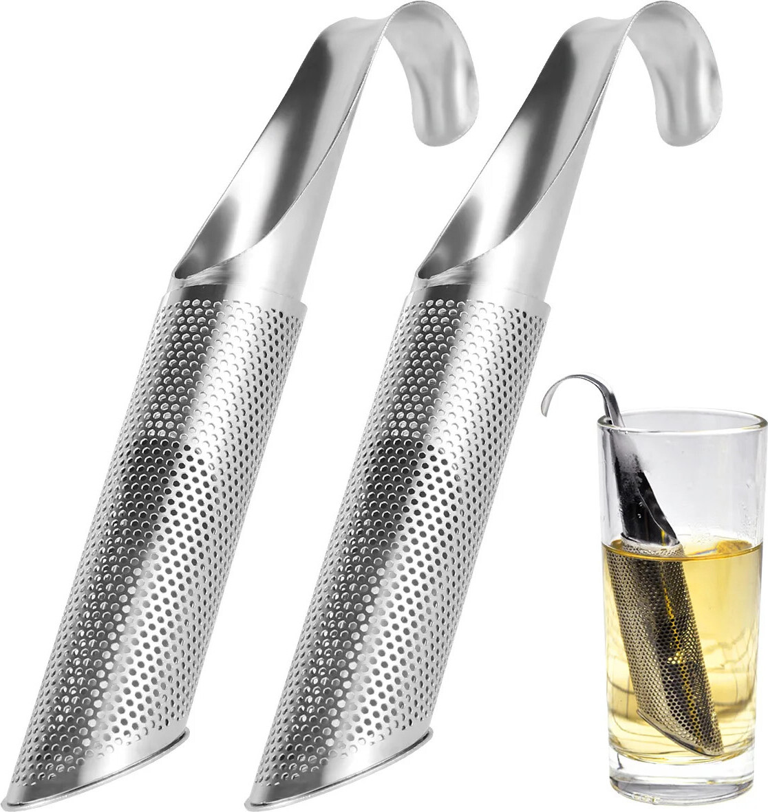 INF Long Pipe Tea Infuser Teesieb 2er-Pack Silber Teesiebe