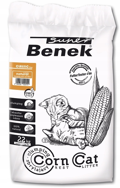 Super Benek Corn Cat Classic Naturalny 35L - zbrylający