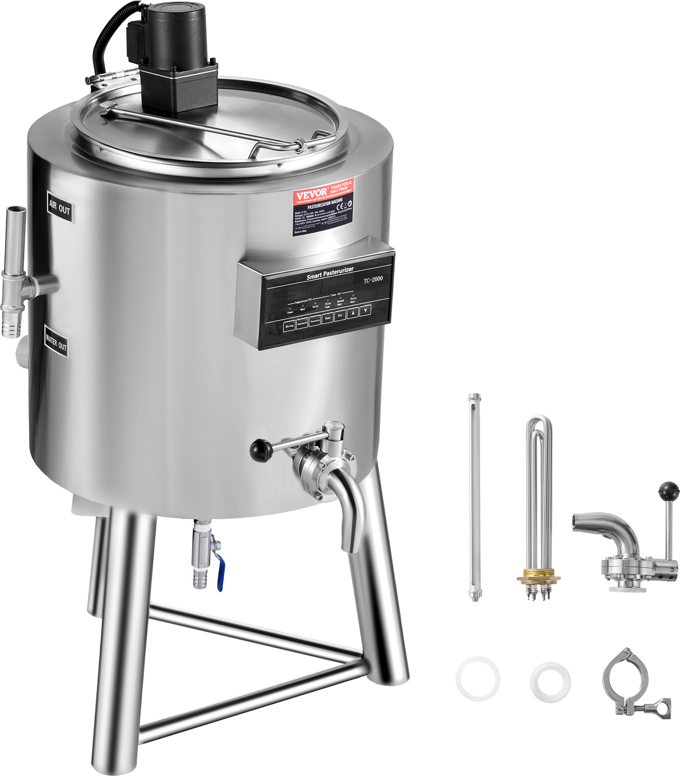 Pastorizzatore per latte VEVOR, 30 l, pastorizzatore