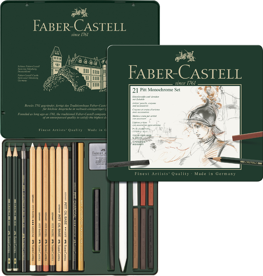 FABER-CASTELL PITT MONOCHROME set medio, valigetta da 21