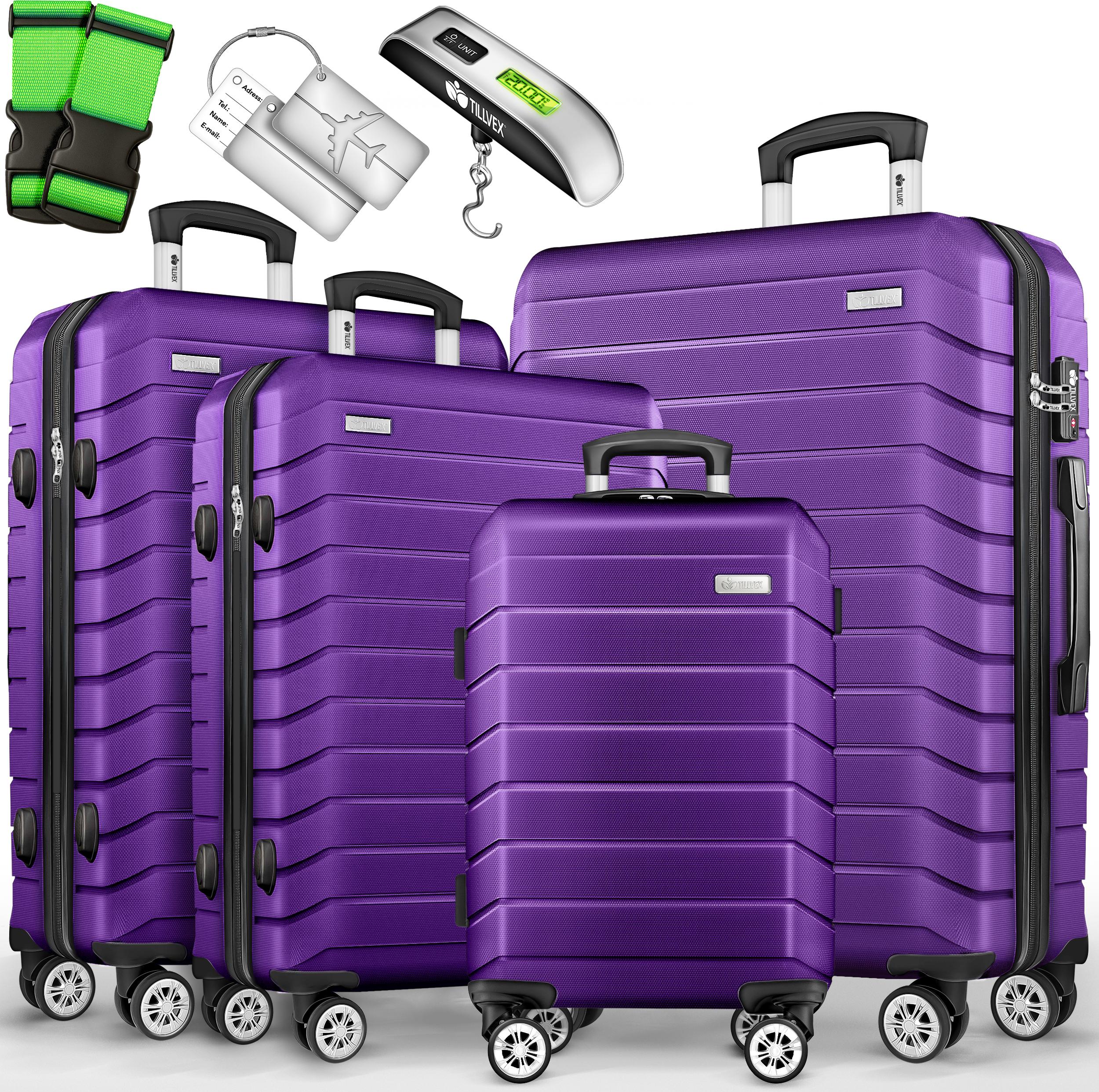 tillvex Valise de voyage violette 4 pièces avec cadenas TSA