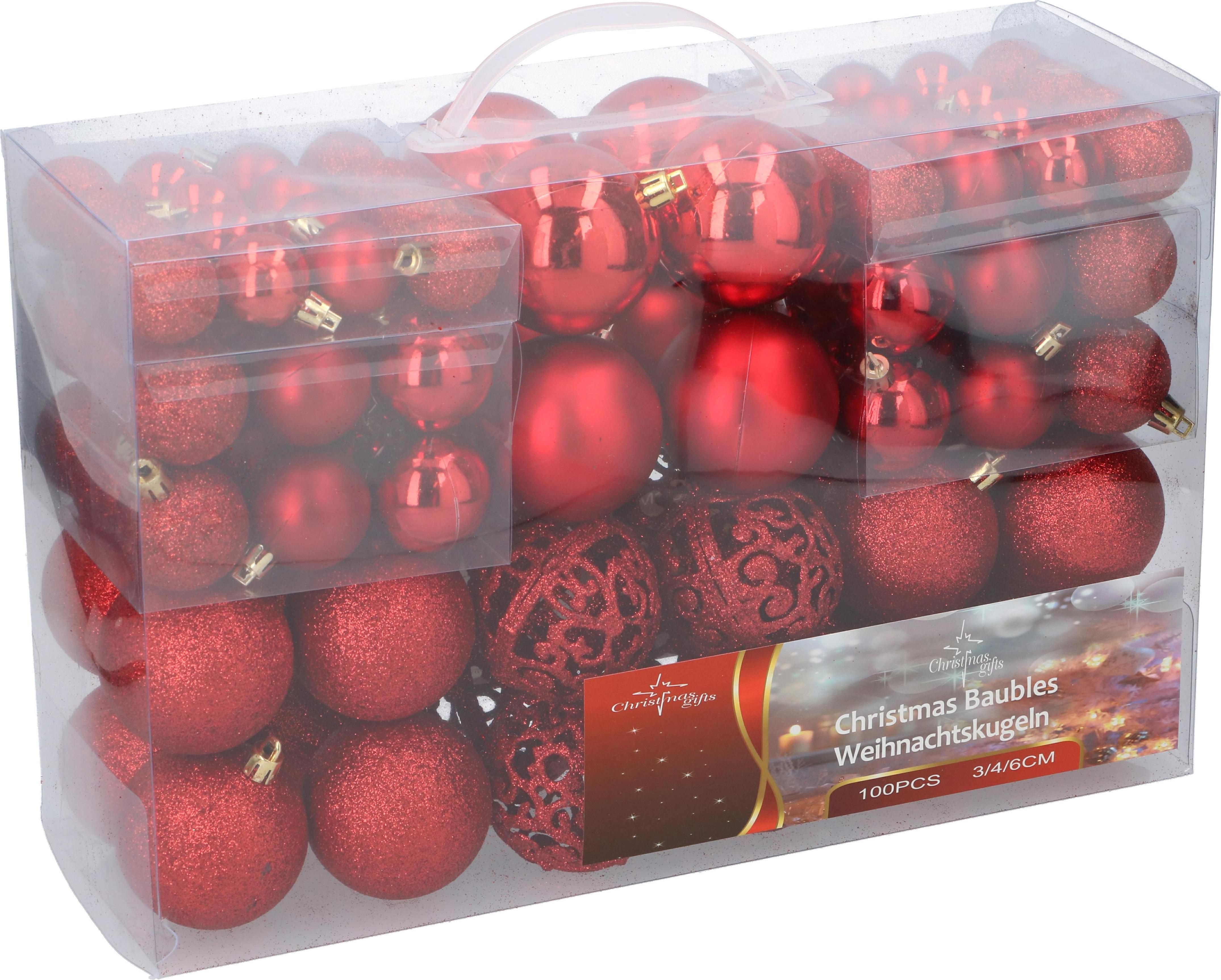 Christmas Gifts Set de boules de Noël rouges 100 boules de