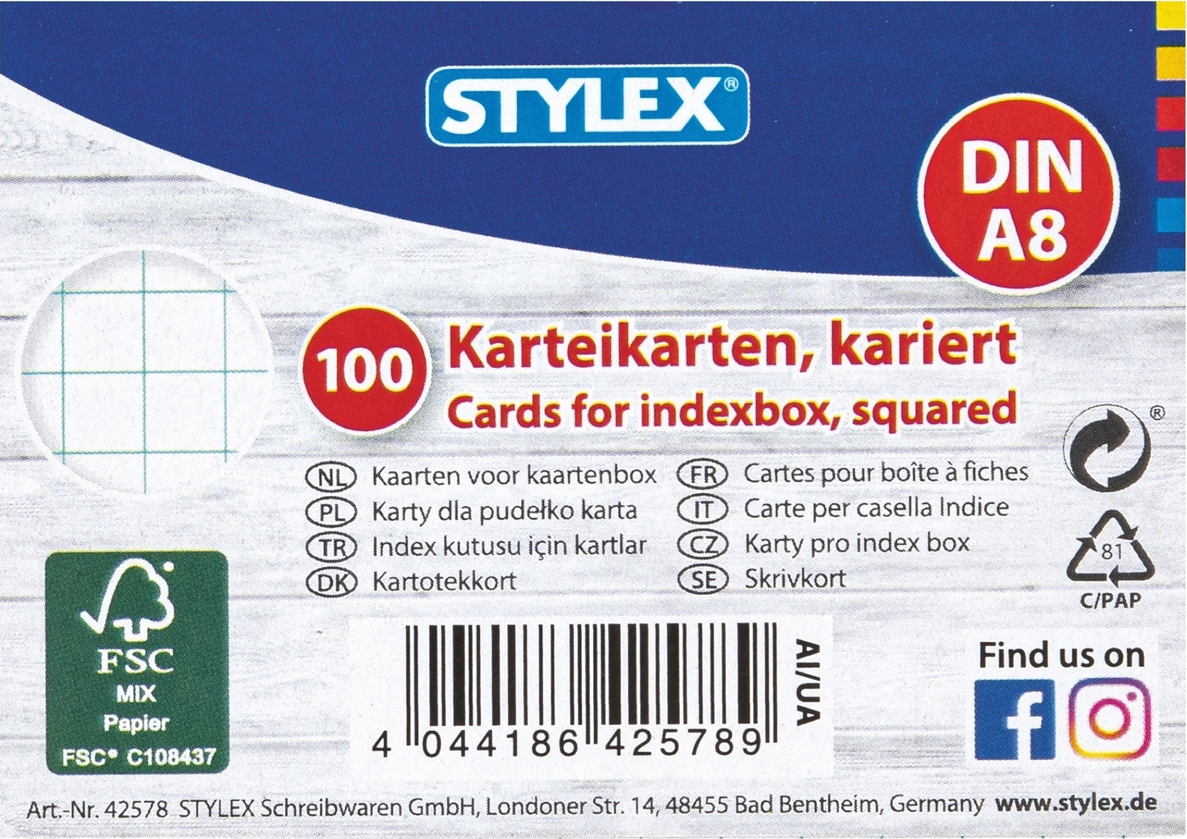Stylex Karteikarten - DIN A8 - kariert | Kaufland.de