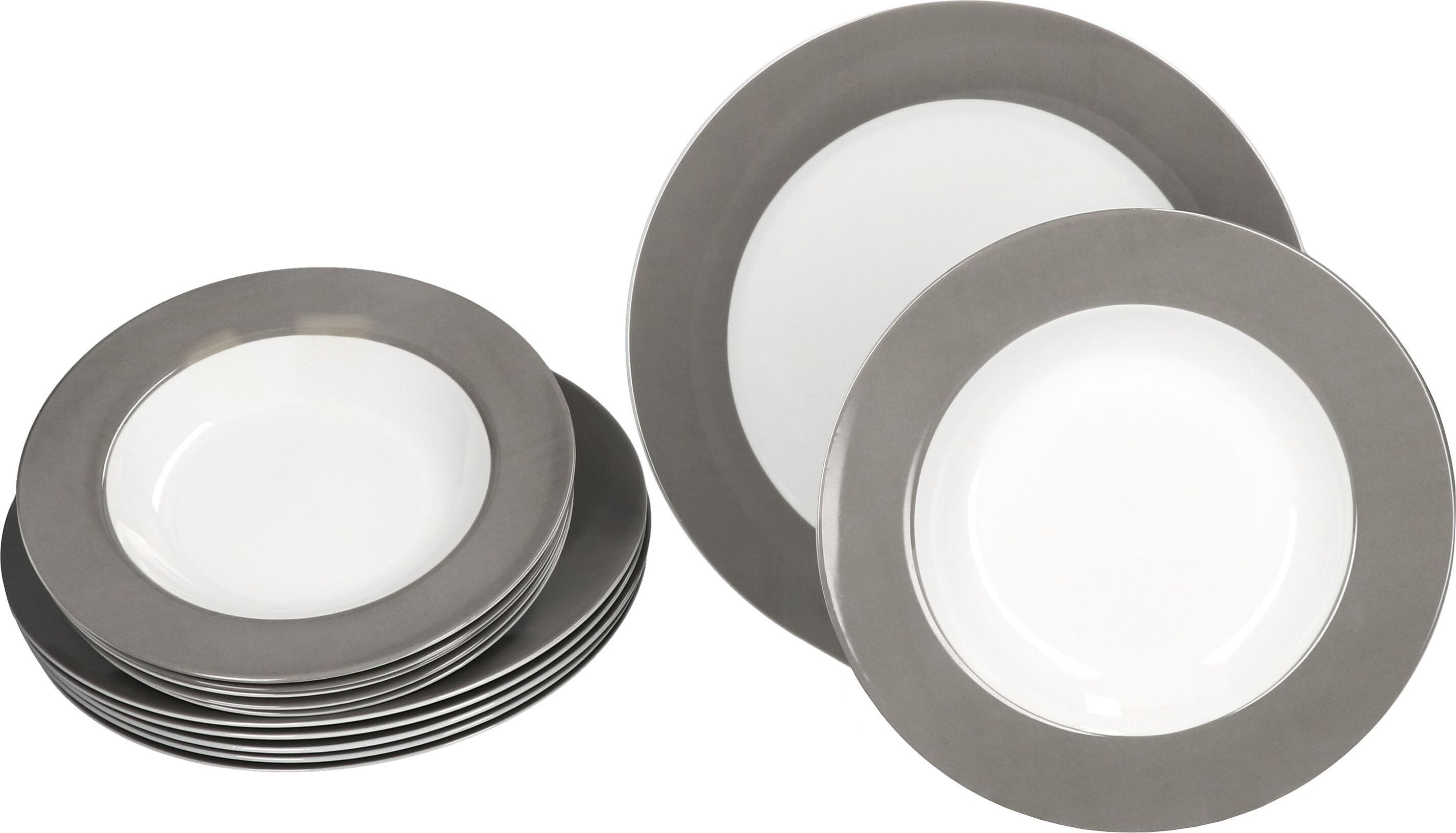 12tlg Tafelservice Variant Grau Porzellan 6 | Kaufland.at