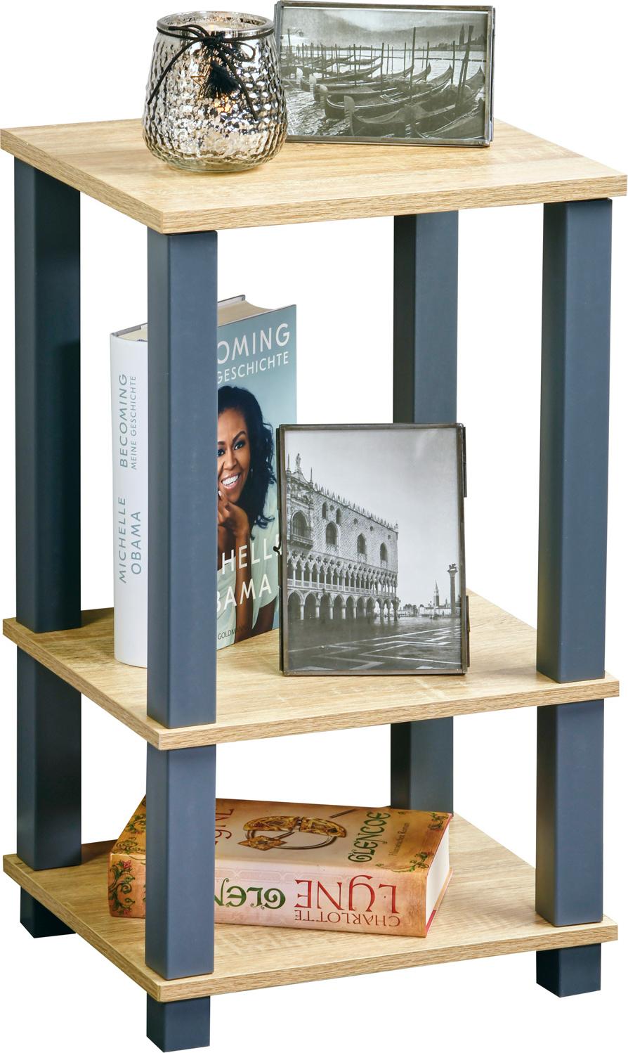 Kesper Regal 58x34x29 cm, 3 Fächer, aus Kunststoff & Holz,