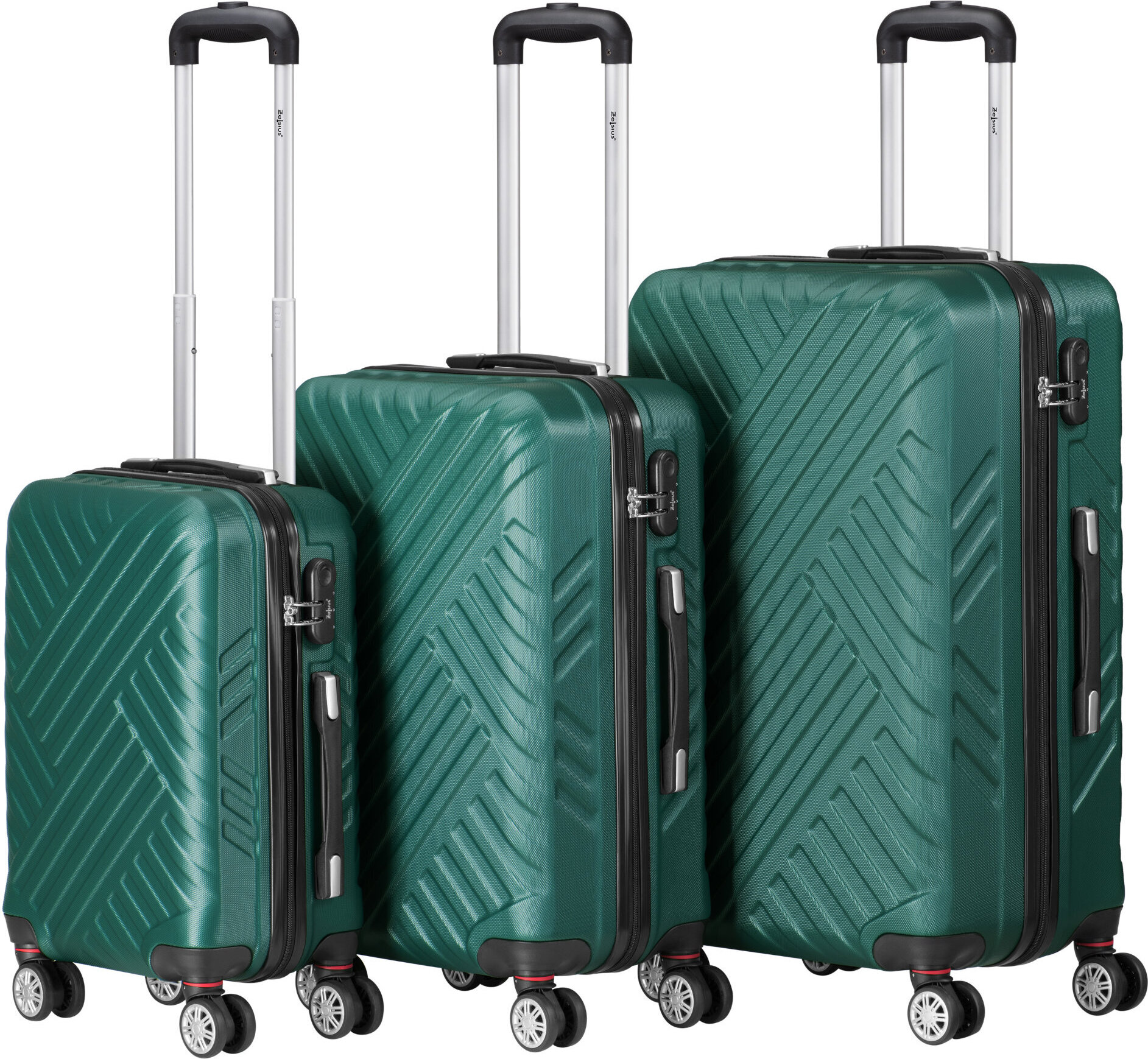 Set de valises Zelsius 3 pièces, vert pétrole, valise de