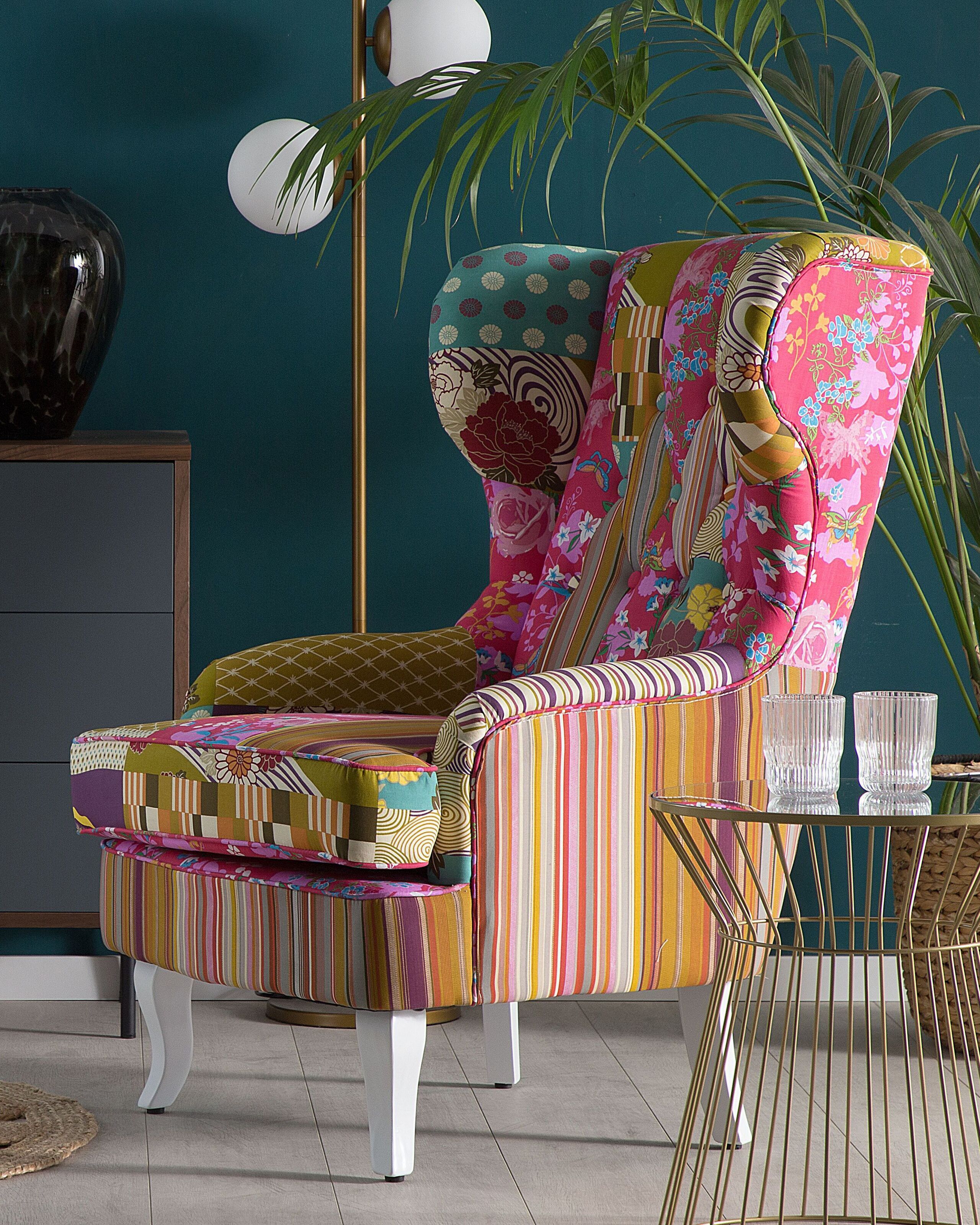 BELIANI Ohrensessel Bunt Hauptfarbe Fuchsia Patchwork