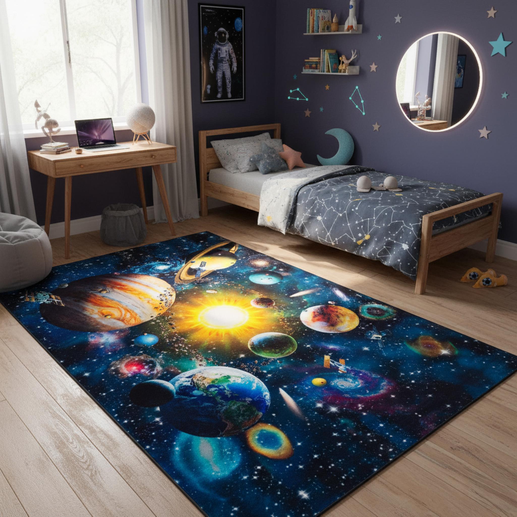 Tapiso Kinderteppich COSMO GAME mit Planetendesign, bunt,