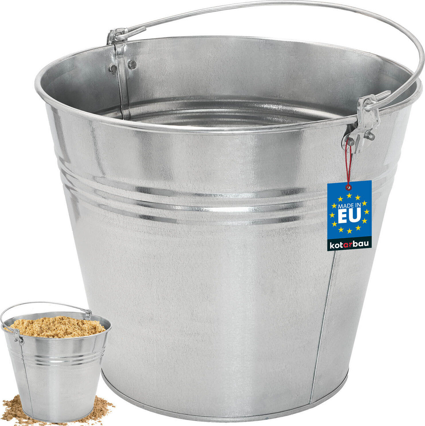 KOTARBAU® Seau en zinc robuste galvanisé 15 L poignée