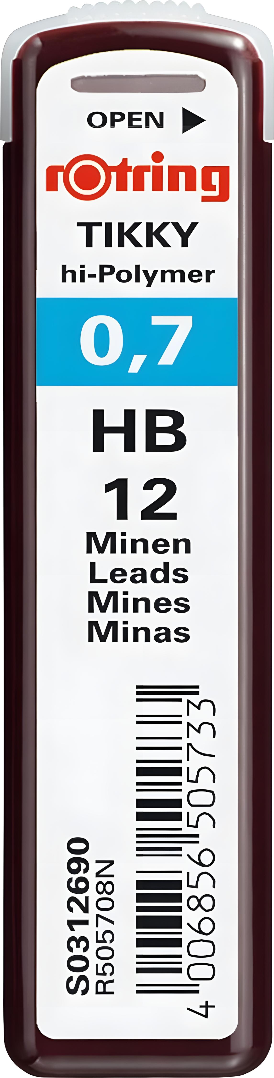 ROTRING Mine fine boîte Mines fines 12 pièces 0.7 HB Mines