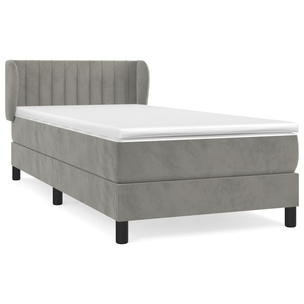 vidaXL Lit boxspring avec matelas gris clair 90x200 cm