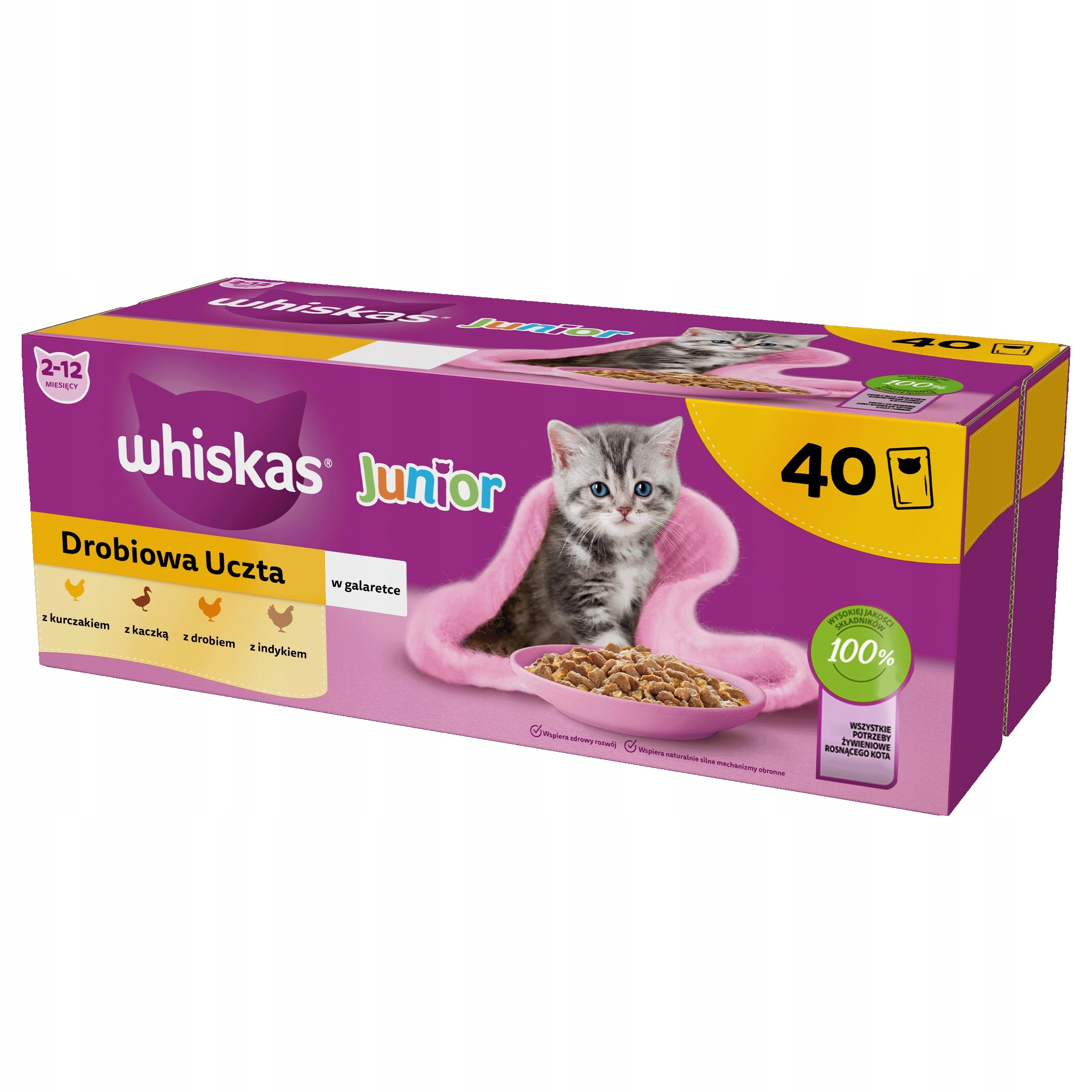 WHISKAS Nassfutter für Katzen Gal Junior Geflügel 40x85g