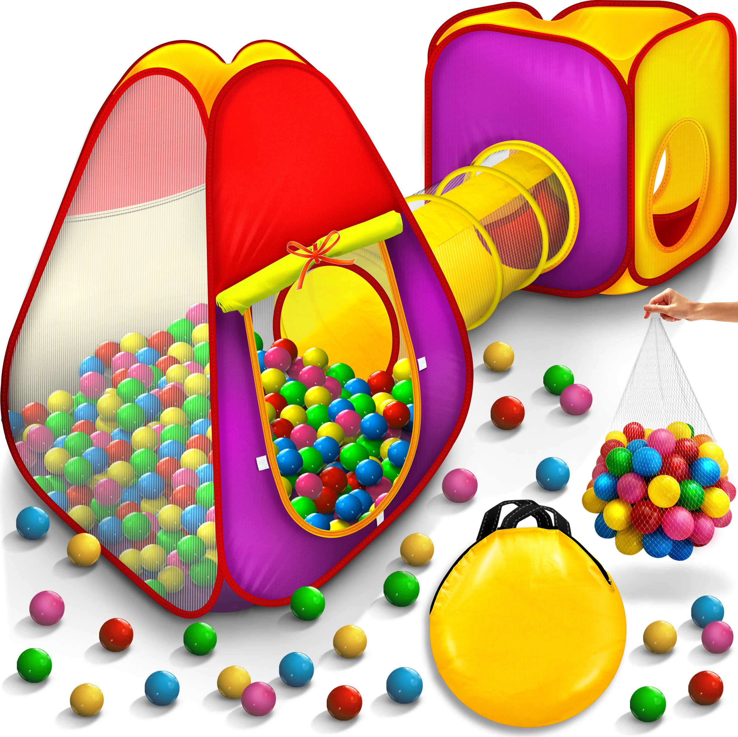KIDUKU® Tente de jeu avec tunnel et 200 balles pour enfants