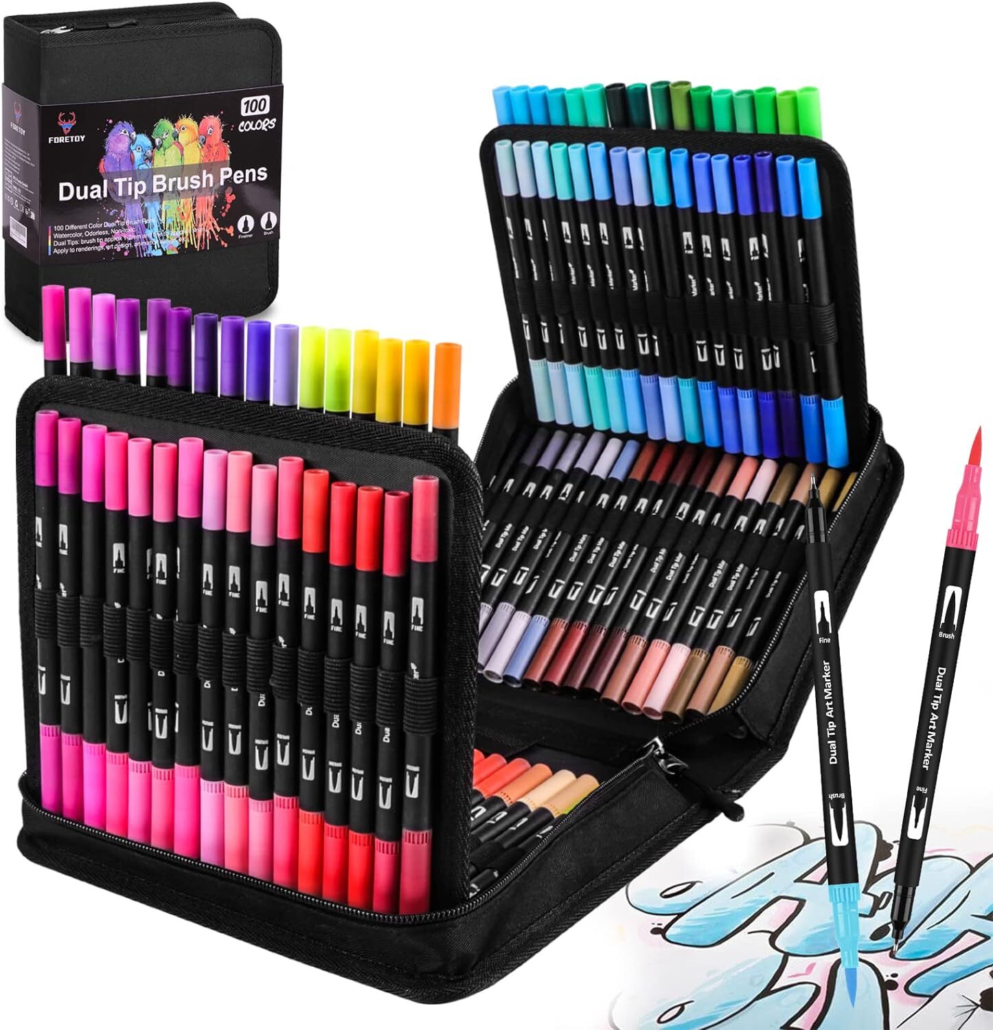 Filzstifte, 100 Farben Marker Stifte Set, Graffiti Stifte,