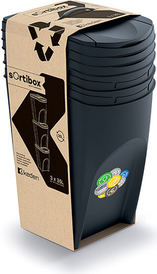 Keden SORTI BOX 3x35l Abfalleimer - schwarz Recycling