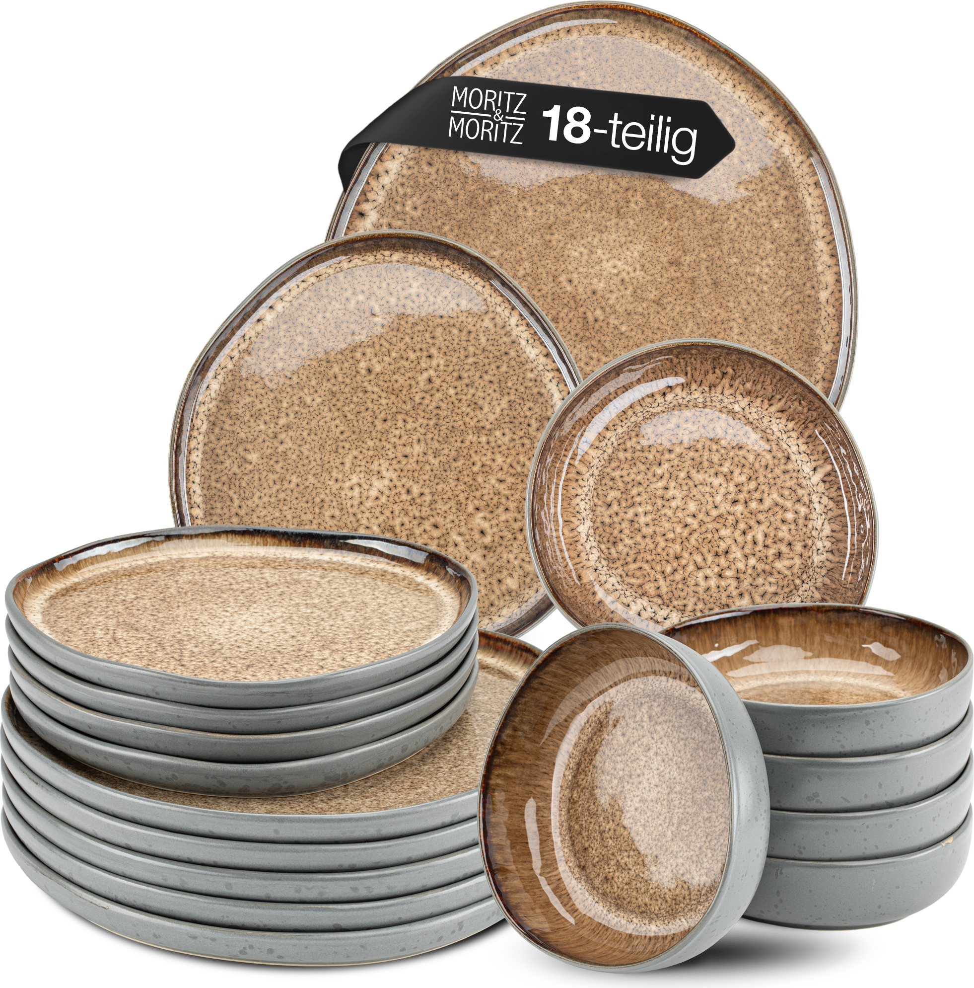 Moritz & Moritz ORGANIC reaktiv amber Geschirrset 18 tlg.