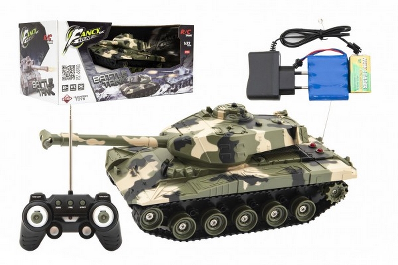 Tank RC plast 27cm 27MHz na baterie+dobíjecí pack se zvukem
