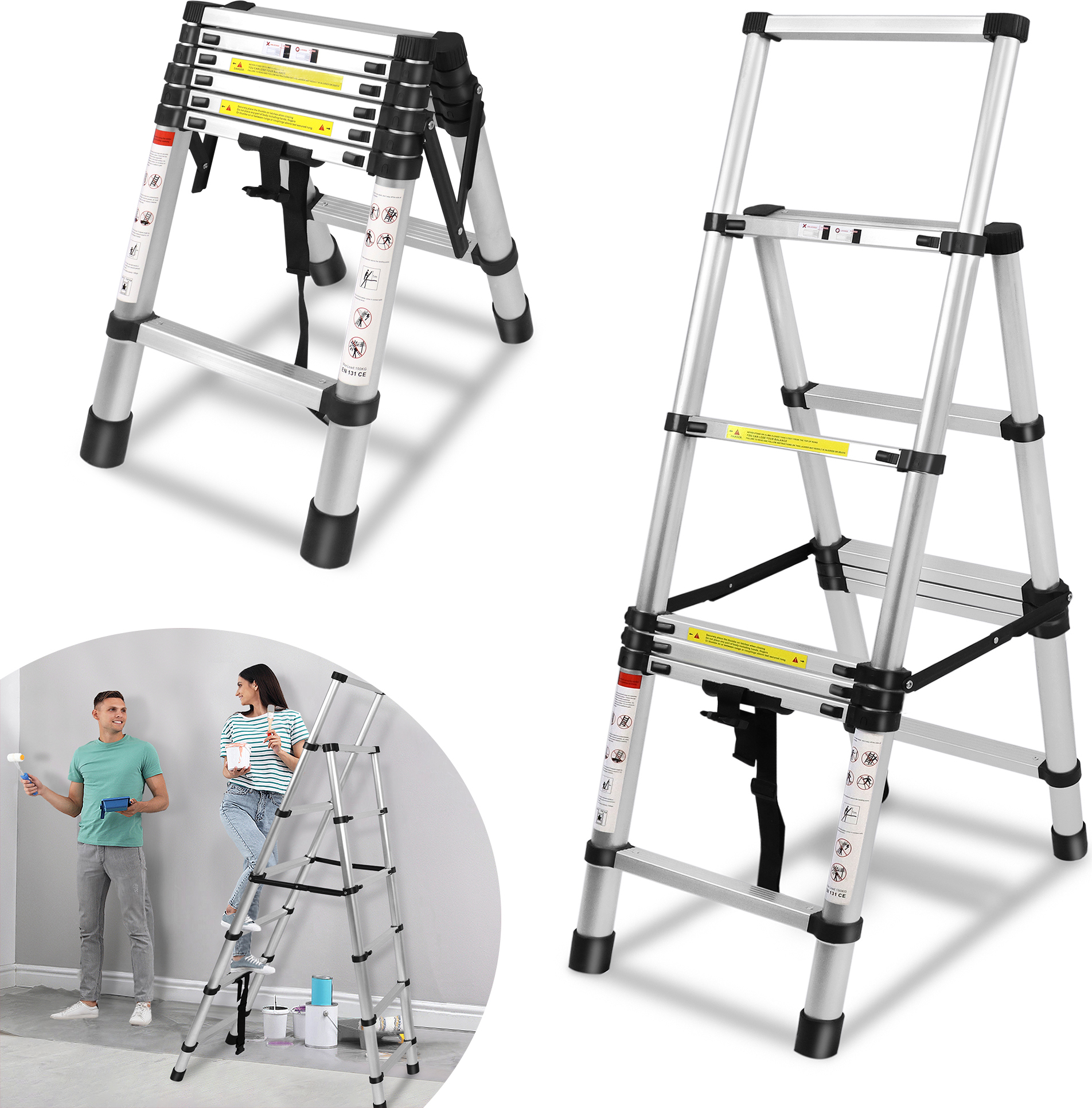 LARS360 1.7+2M Teleskopleiter Klappleiter | Kaufland.de