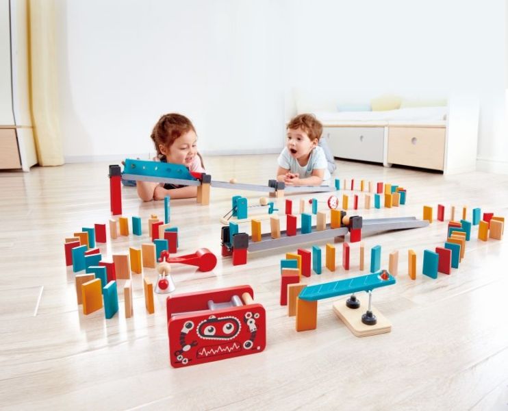 Hape Robot Factory Domino, Zjeżdżalnia dla szklanych kulek,