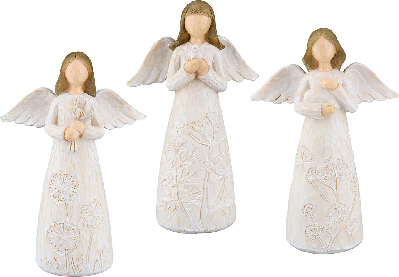 GILDE Figur, Engel, Blumendesign, Kunstharz, naturfarben,